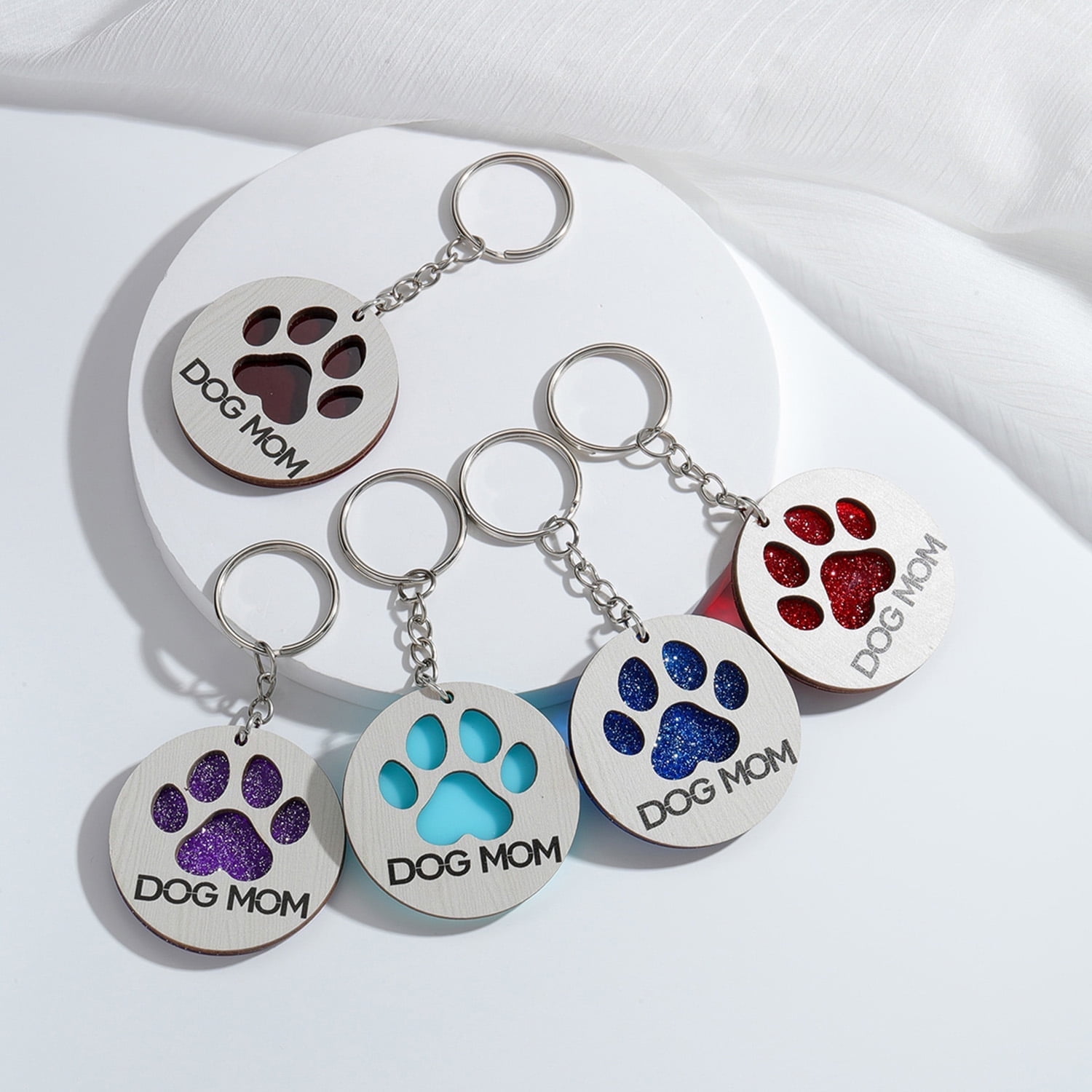 Personalized Dog Mom Keychain Beautiful Round Engraved and Laser Cut ...