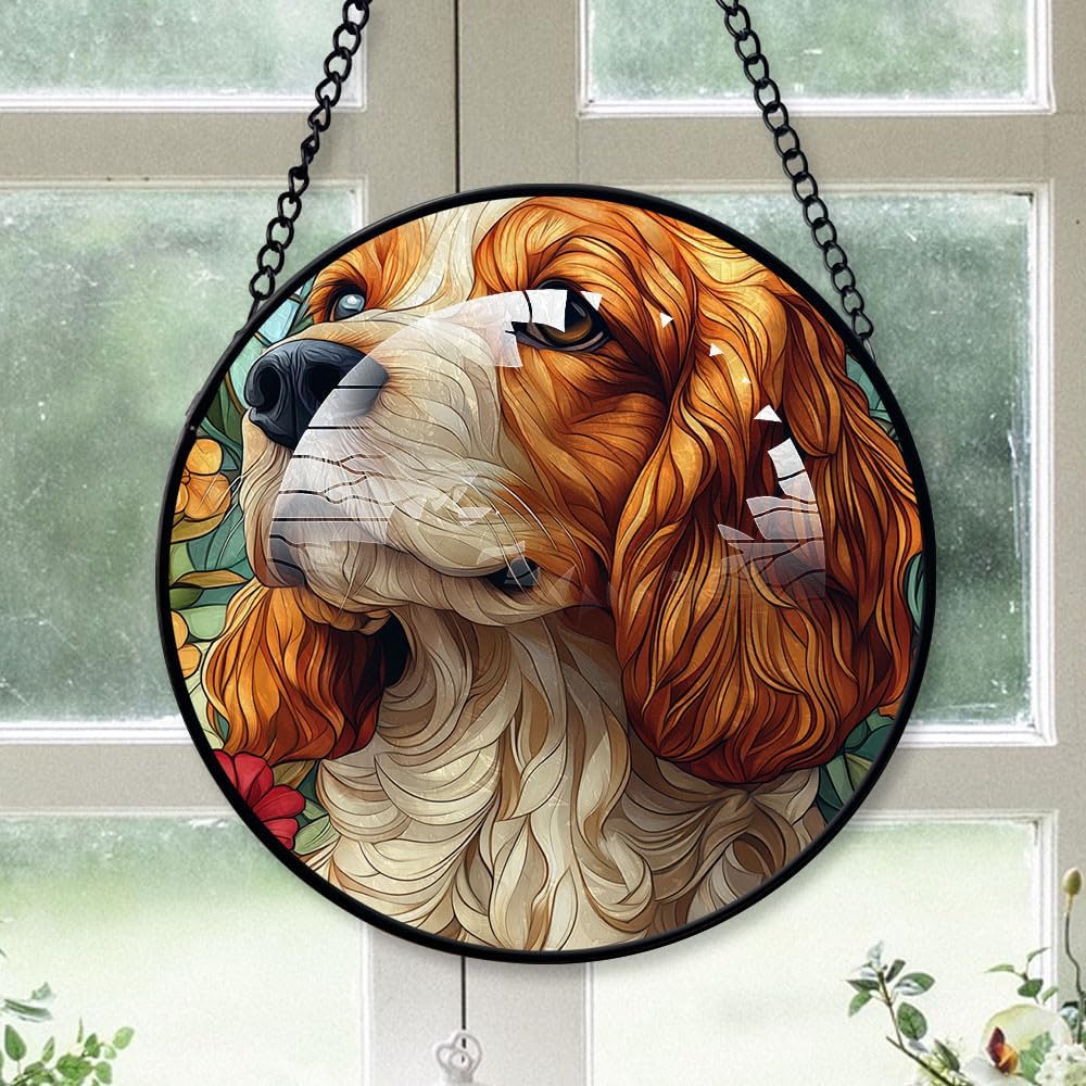 Personalized Dog Stained Glass Suncatcher Artistic Window Hanging, Dog ...