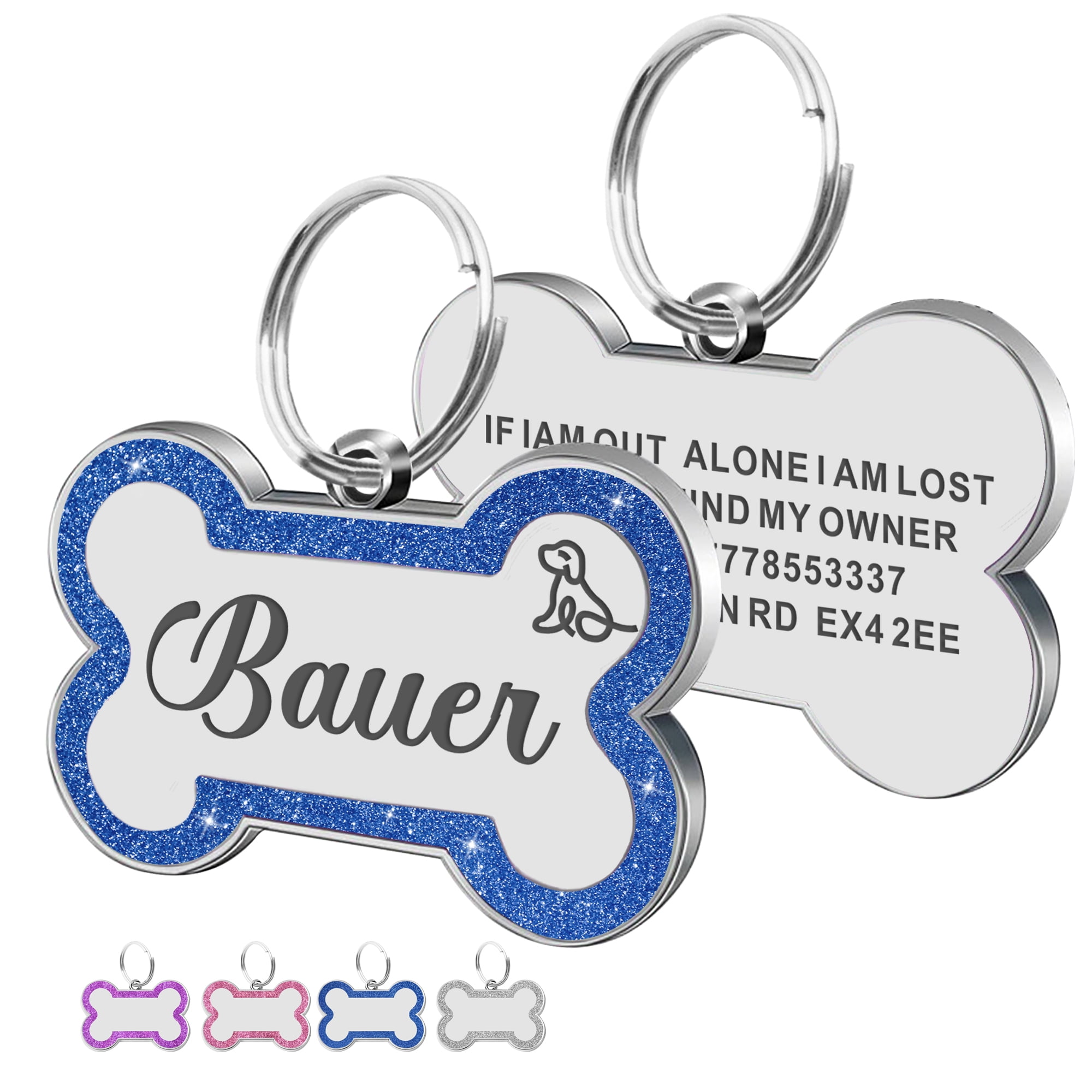 EDSG Personalized Dog ID Tags, Cat Tags, Engraved Bone Shape Pendant ...