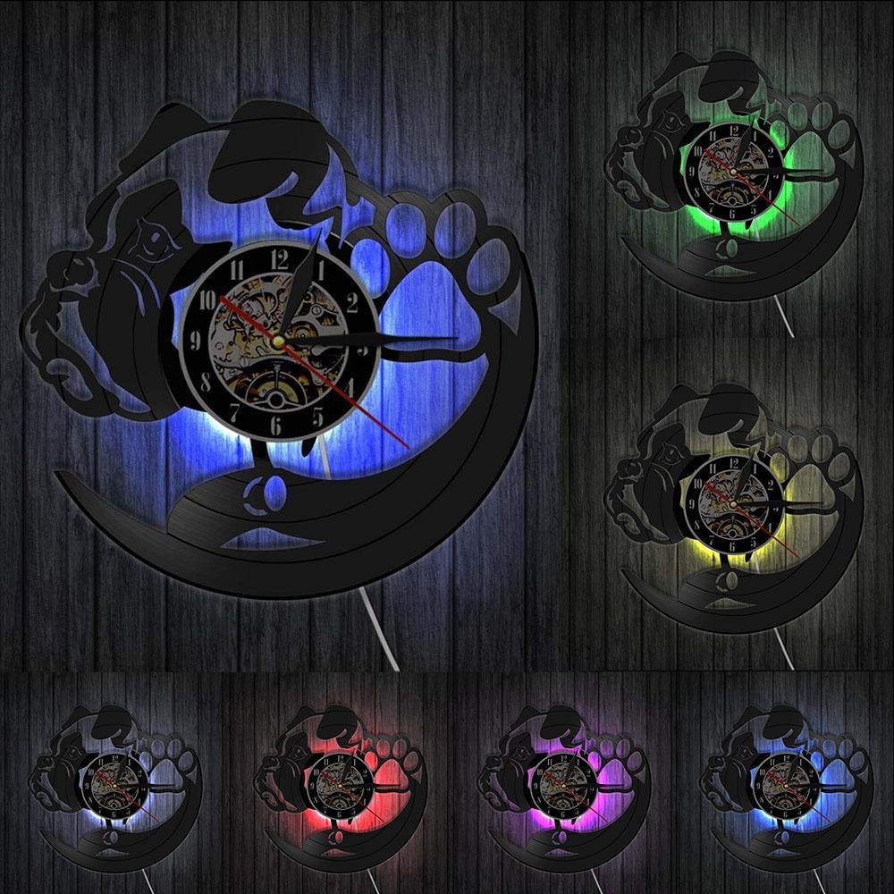 Personalized Dog Wall Clock Different Dog Breeds Custom Vinyl Record ...