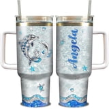 Personalized Dolphin Tumbler 40oz with Handle and Straw Stainless Steel ...