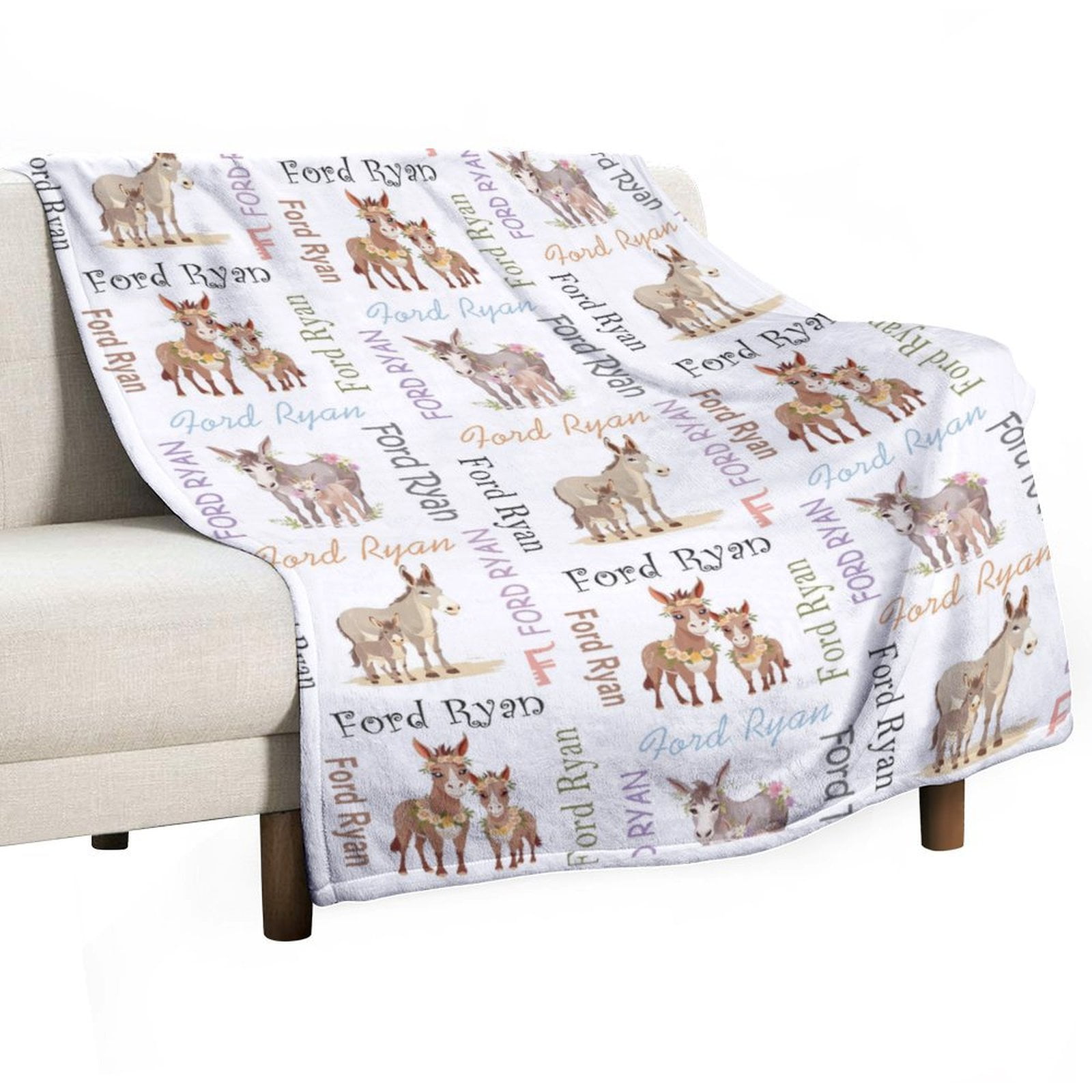 Personalized Donkey Baby Blanket Custom Monogrammed Receiving Blankets ...