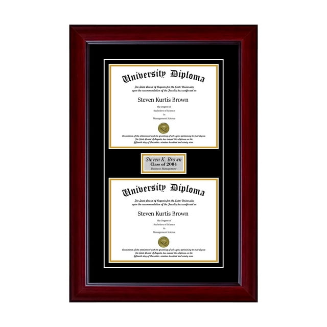 Personalized Double Diploma Frame with Double Matting for 10" x 8" Tall ...