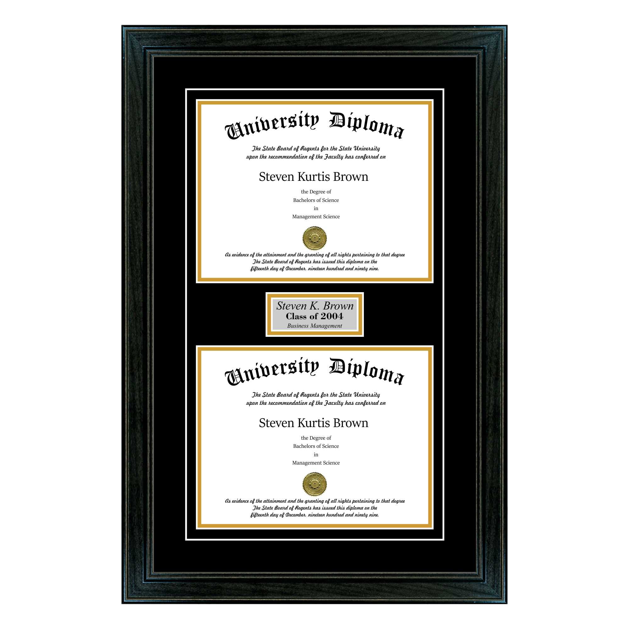 Personalized Double Diploma Frame with Double Matting for 8.5" x 11 ...