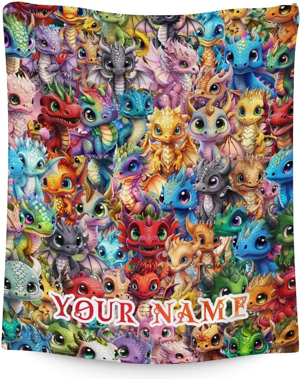Personalized Dragon Throw Blanket with Name- Soft, Fuzzy & Warm- 30x40 ...