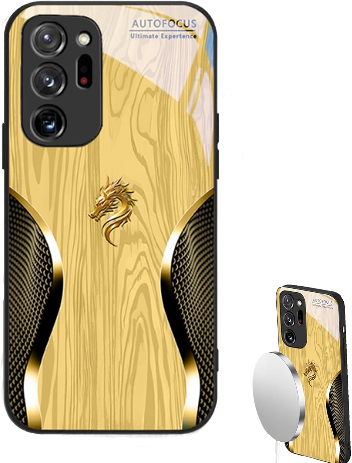 Personalized Dragon Wood Grain Glass Phone Case, Magnetic Suitable for ...