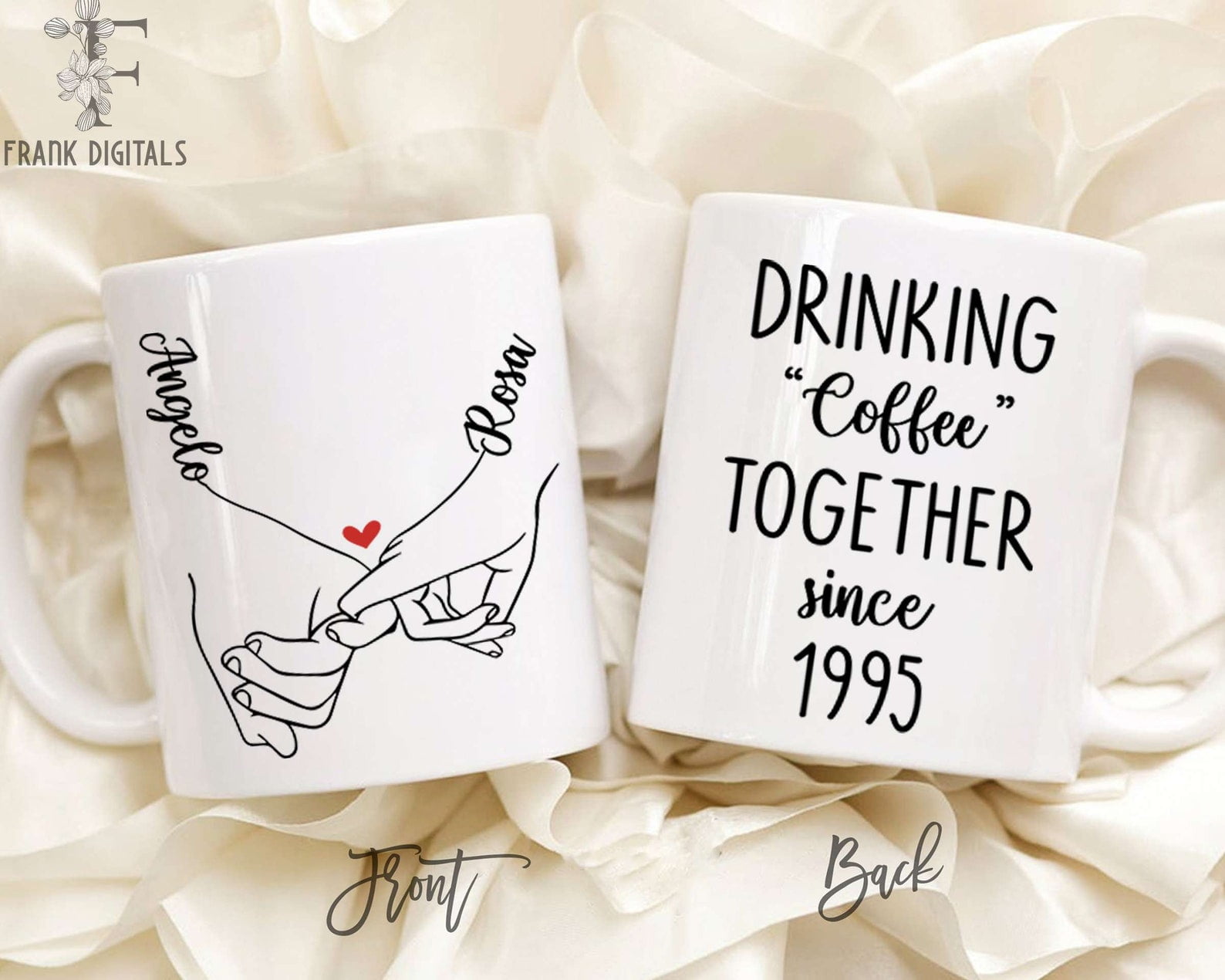 Personalized Drinking Coffee Together Mug, Anniversary Mug, Wedding ...