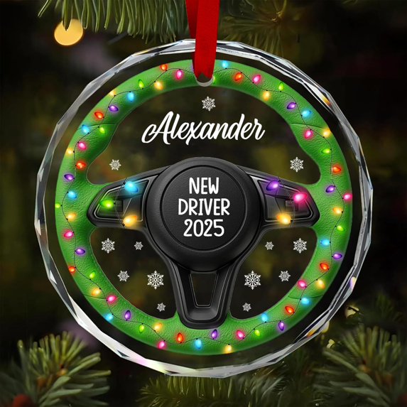 Personalized Driver Ornament 2025 - Custom Glass Steering Wheel ...
