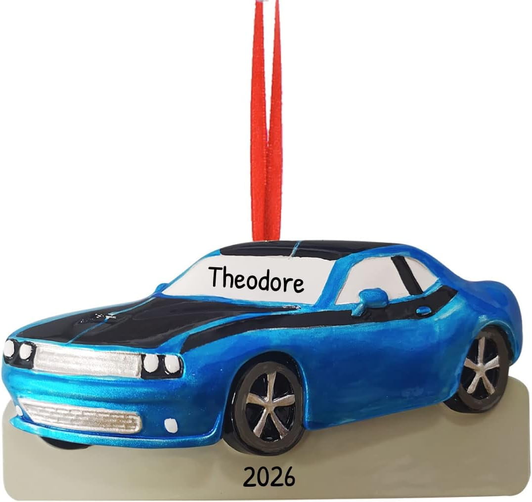 Personalized Drivers License Christmas Ornament 2025 - Blue Race Car ...