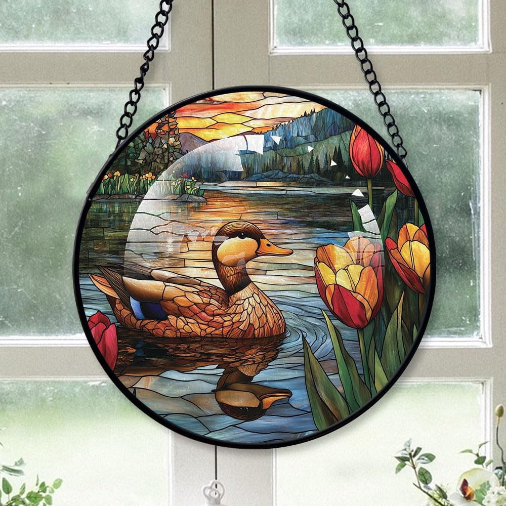 Personalized Duck Stained Glass Suncatcher Window Hanging, Duck Hand ...