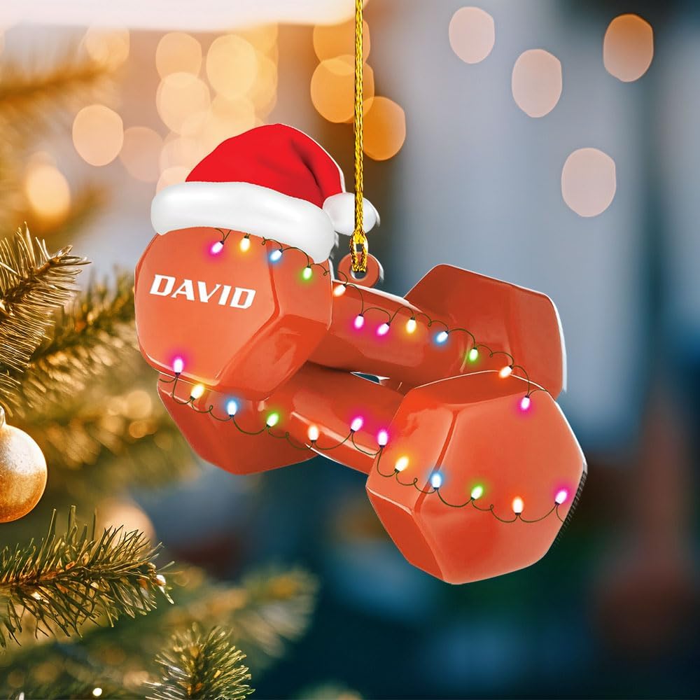 Personalized Dumbbell Ornament, Fitness Gift for Gym Workout Trainer ...