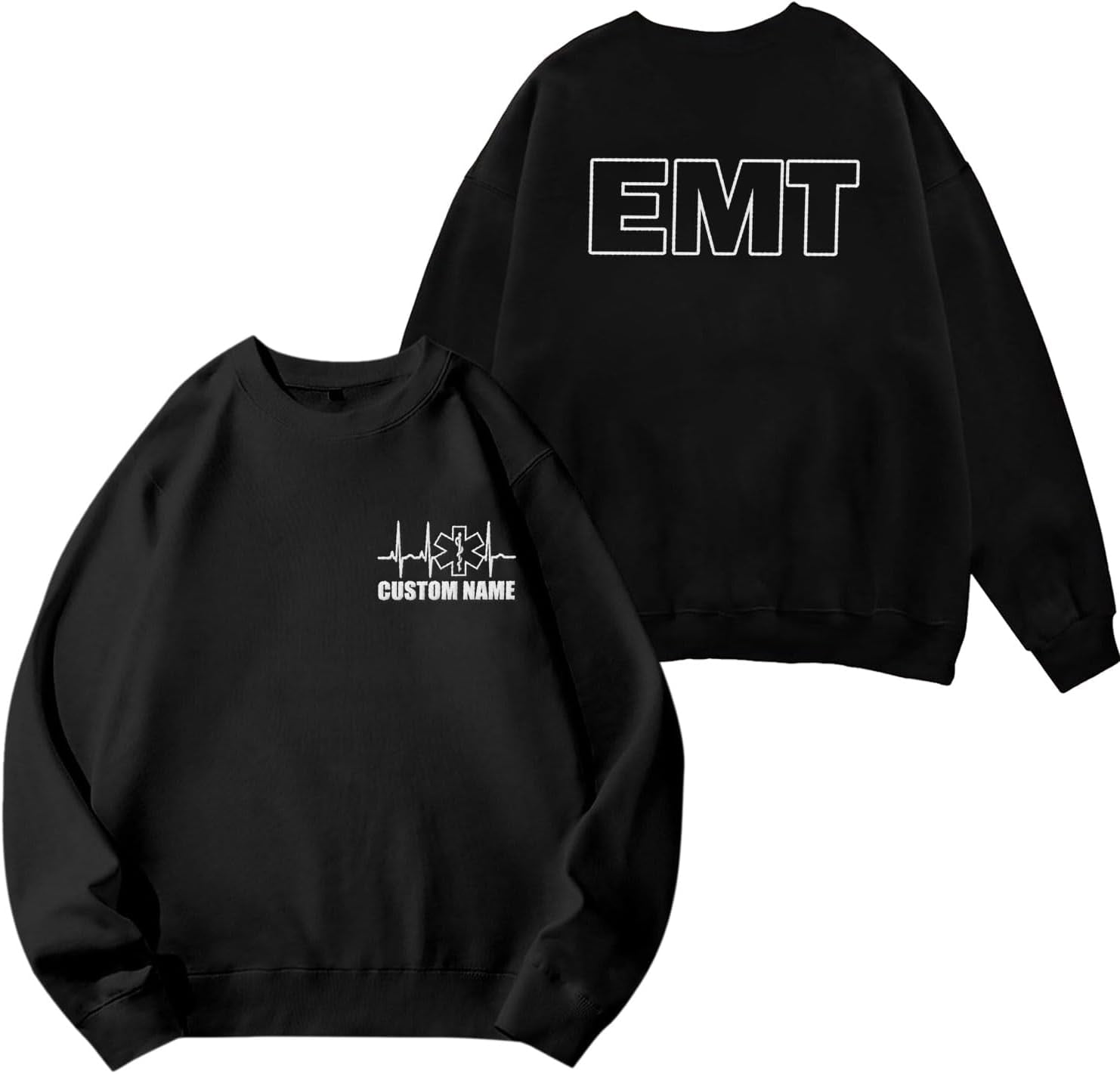Personalized EMT EMS Paramedic Thin White Line Embroidered Sweatshirt, EMT Student, EMT Future ...