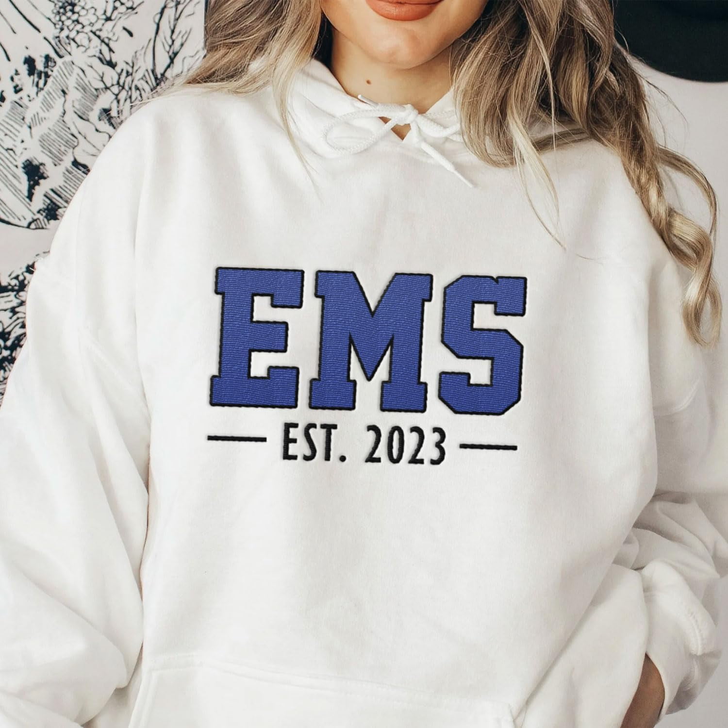 Personalized EMT EMS Paramedic Thin White Line Embroidered Sweatshirt ...