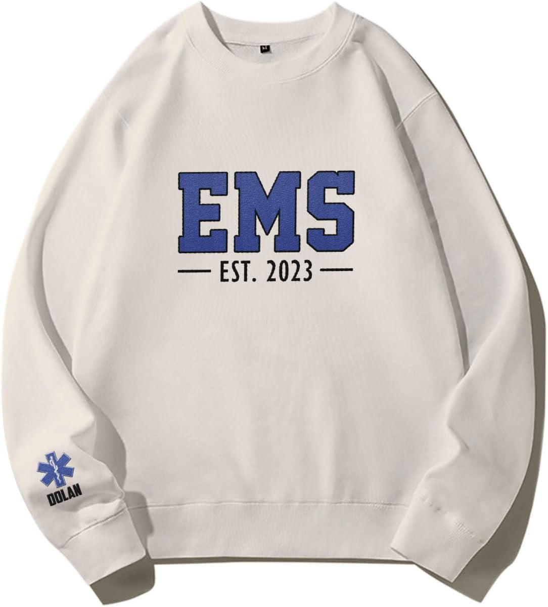 Personalized EMT EMS Paramedic Thin White Line Embroidered Sweatshirt ...