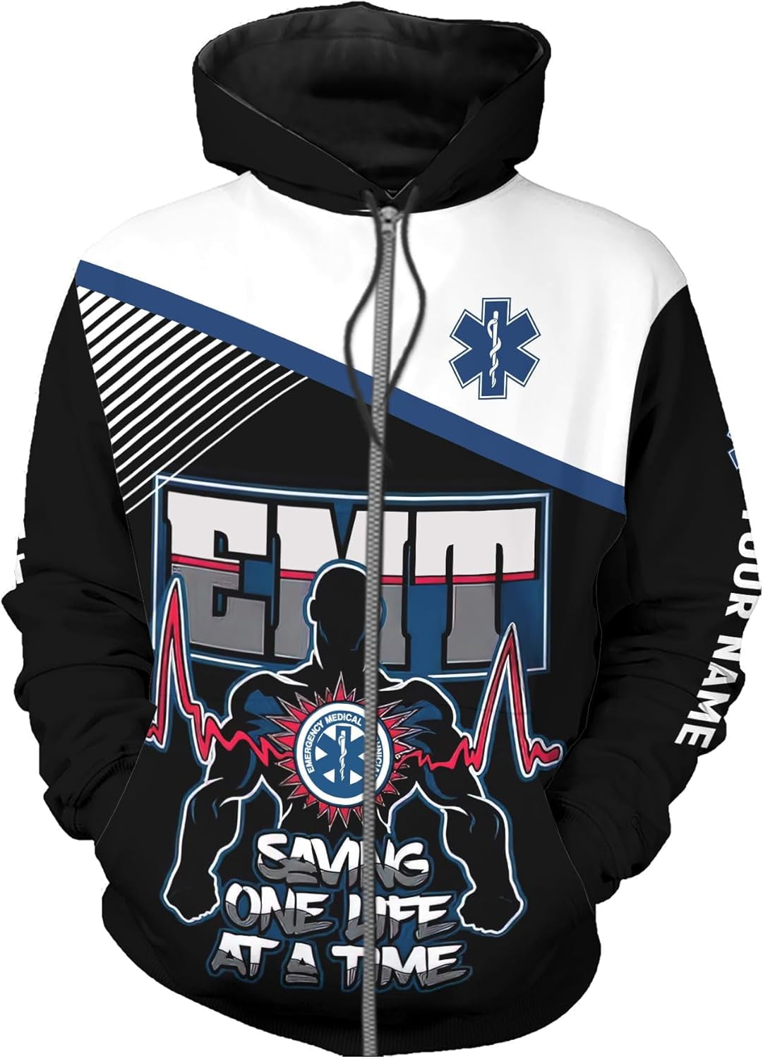 Personalized EMT Hoodie EMS Sweatshirt Custom EMS Zip Hoodie Paramedic ...