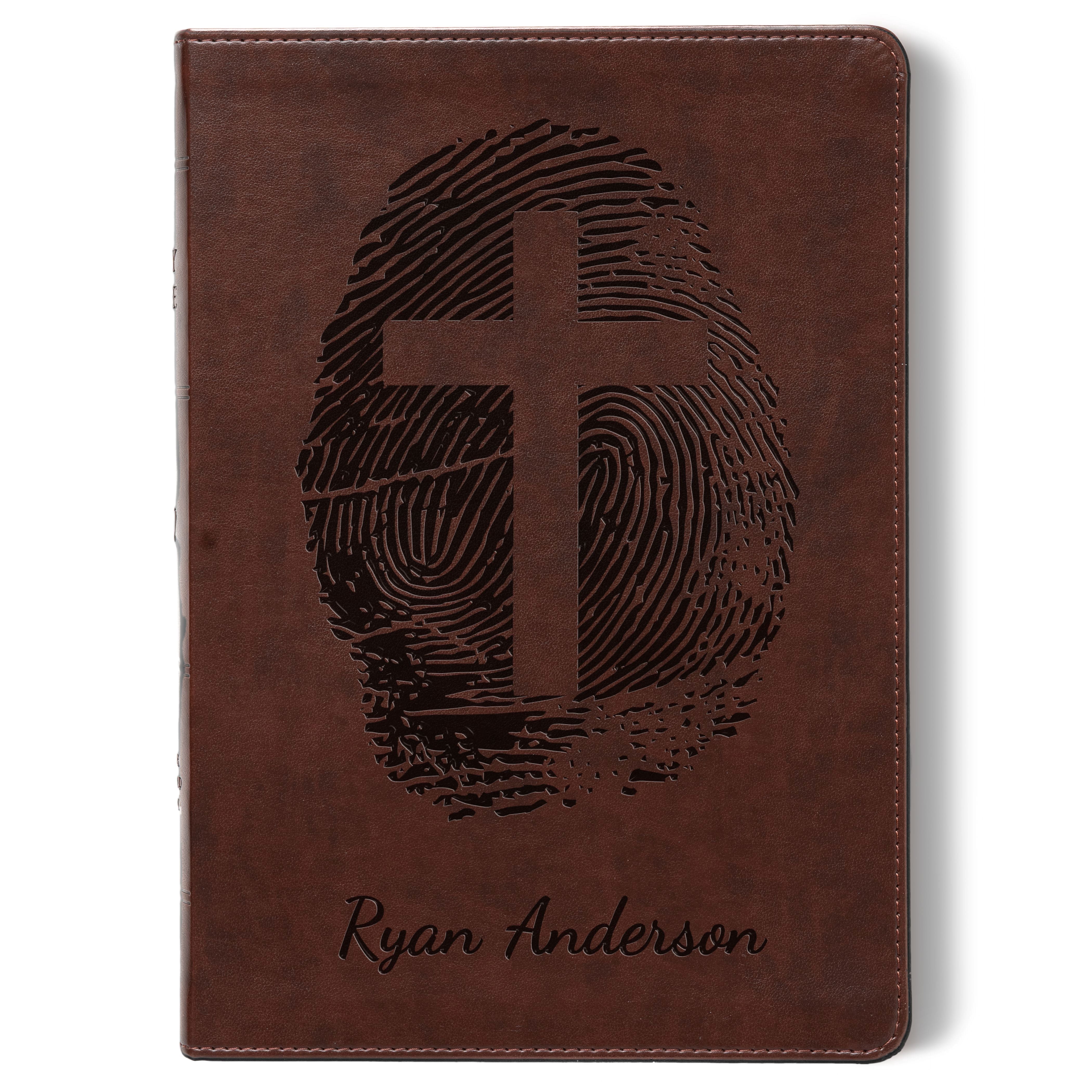 Personalized ESV Bible, Custom Engraved Fingerprint & Cross Bible with ...