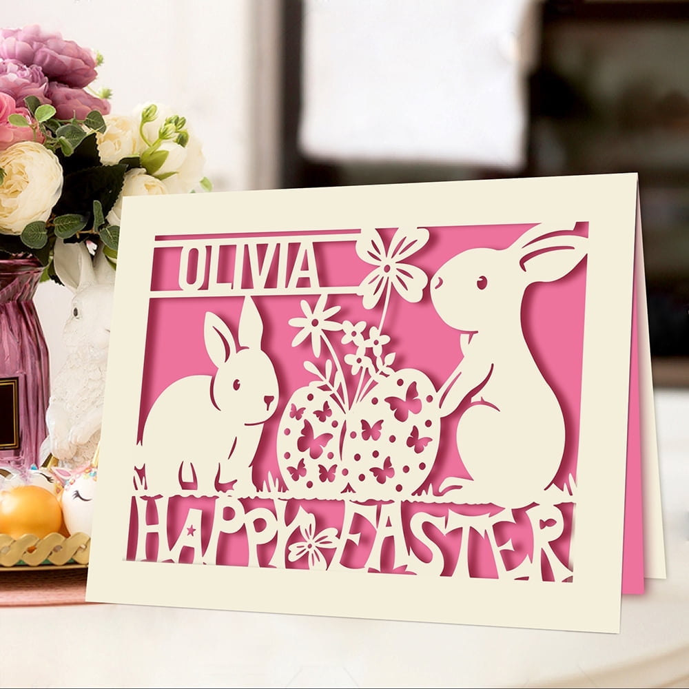 Personalized Easter Card Funny Bunny Egg Custom Any Name Greeting Card ...