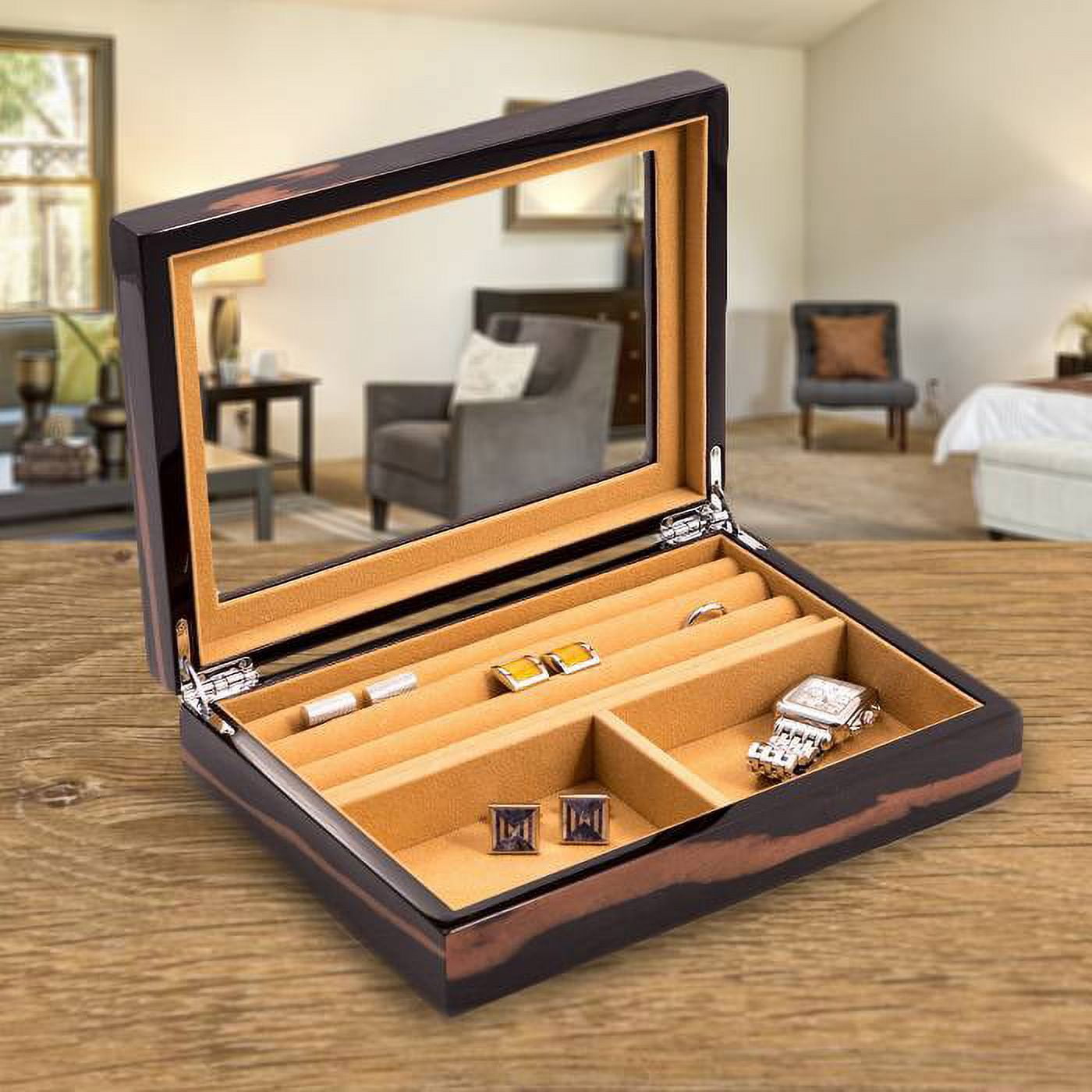 Personalized Ebony Lacquered Burl Wood Valet Box - Walmart.com