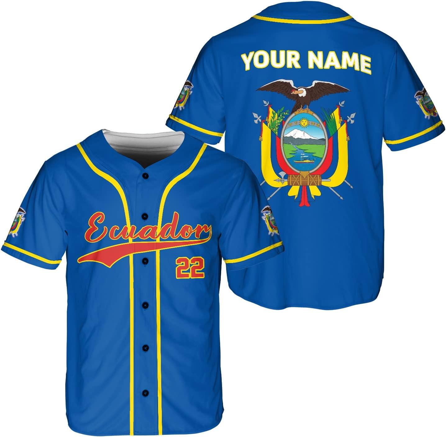 Personalized Ecuador Baseball Jersey Shirt, Ecuador Flag Jersey ...
