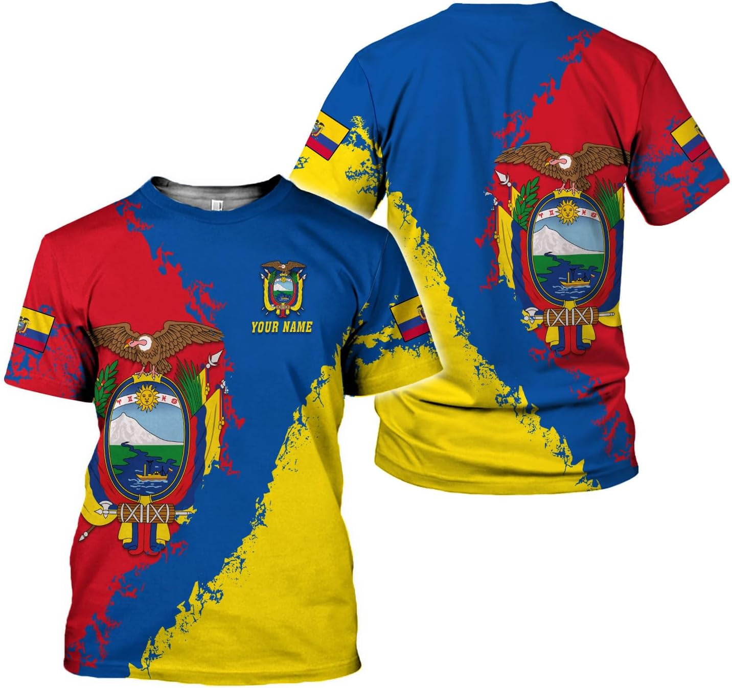 Personalized Ecuador Shirts Ecuador Coat of Arms Flag 3D Shirts Ecuador ...