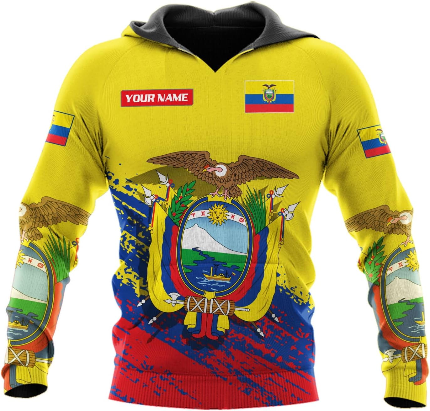 Personalized Ecuador Shirts Ecuador Coat of Arms Flag 3D Shirts Ecuador ...