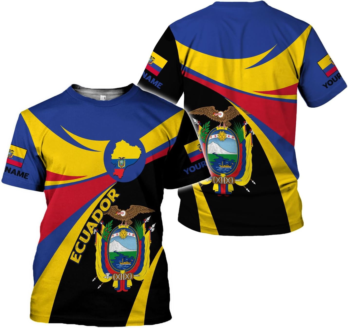 Personalized Ecuador Shirts Ecuador Coat of Arms Flag 3D Shirts Ecuador ...