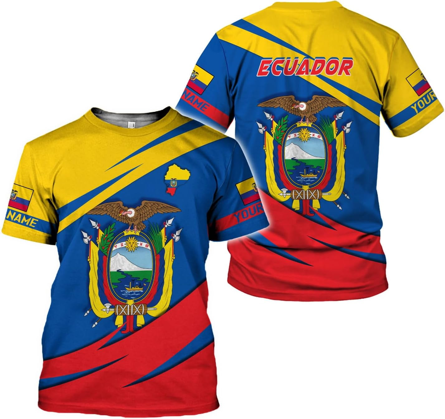 Personalized Ecuador Shirts Ecuador Coat of Arms Flag 3D Shirts Ecuador ...