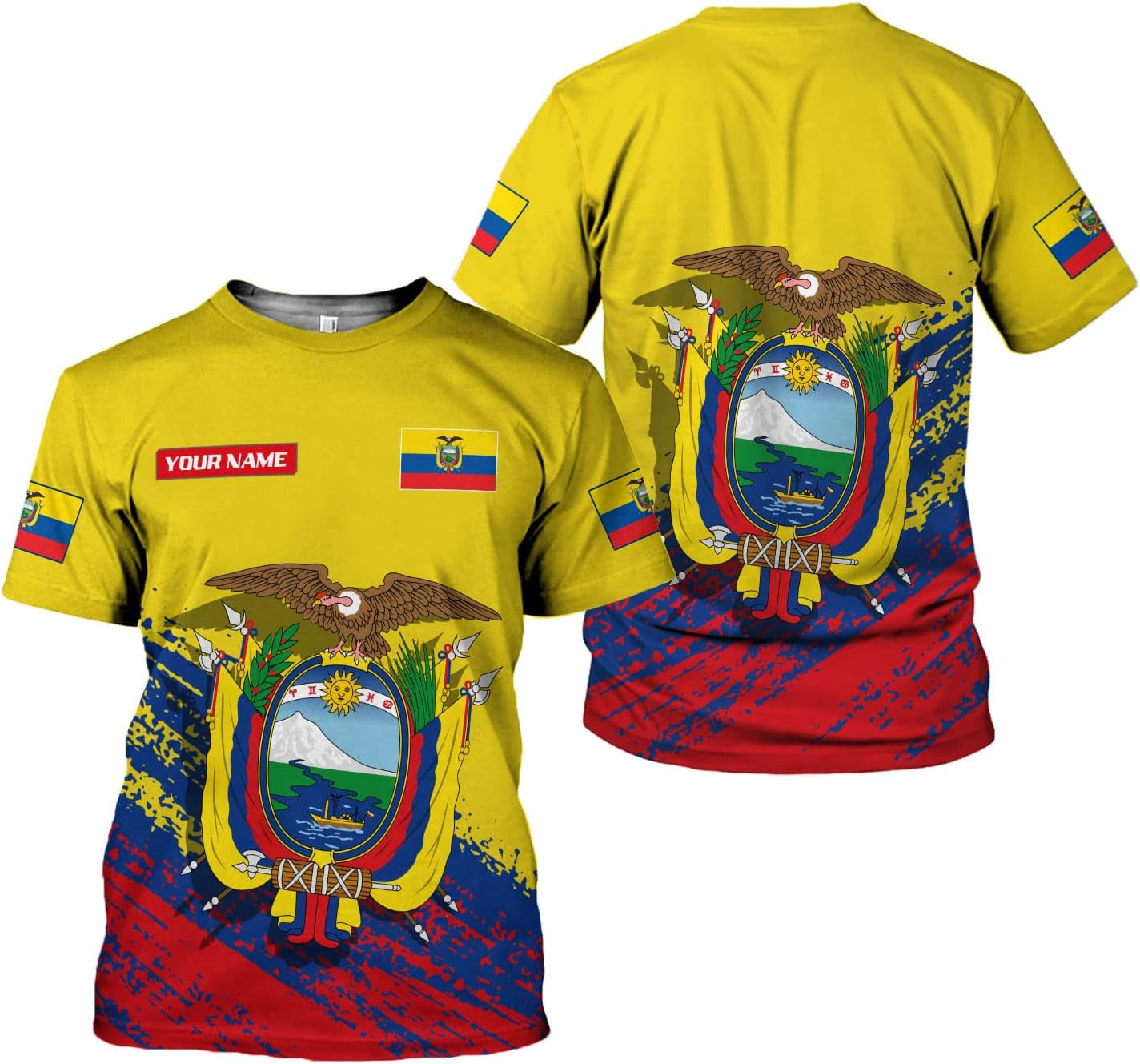 Personalized Ecuador Shirts Ecuador Coat of Arms Flag 3D Shirts Ecuador ...