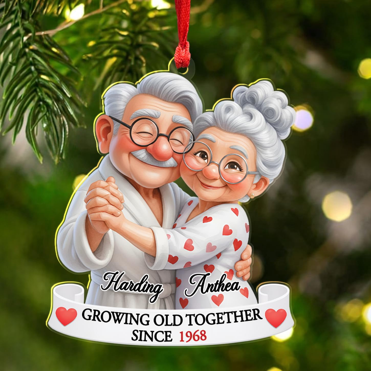 Personalized Elderly Couple Christmas Ornament, Growing Old Together ...