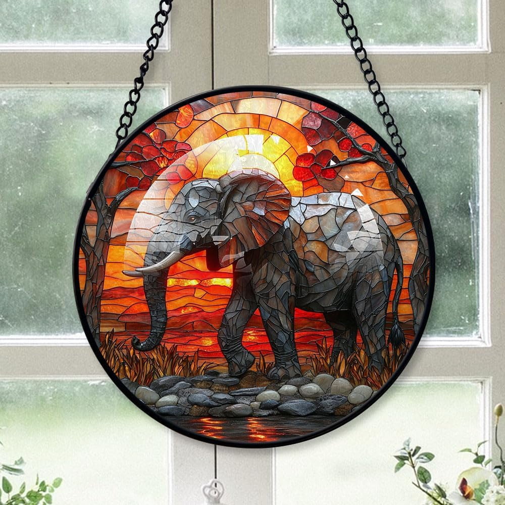 Personalized Elephant Suncatcher Stained Glass, Elephant Originally ...