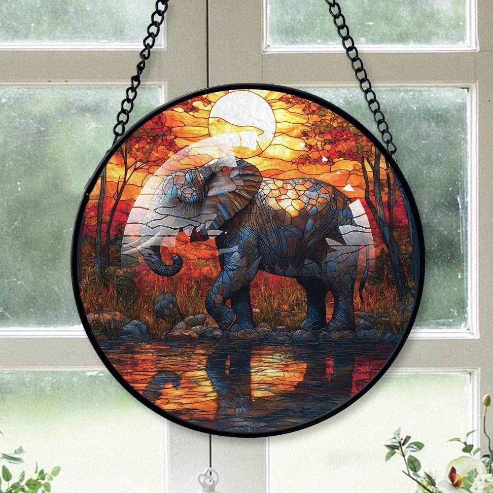 Personalized Elephant Suncatcher Stained Glass Suncatchers, Elephant ...