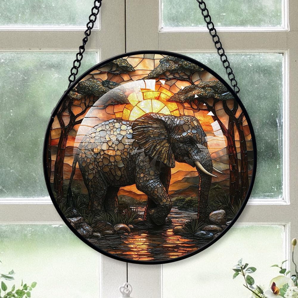 Personalized Elephant Suncatcher Stained Glass Suncatchers, Elephant ...