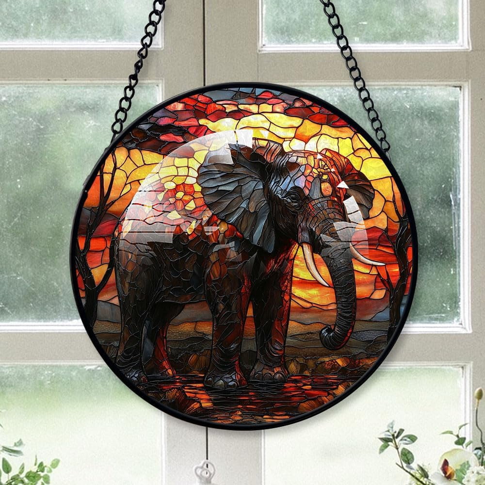 Personalized Elephant Suncatcher Stained Glass Suncatchers, Elephant ...