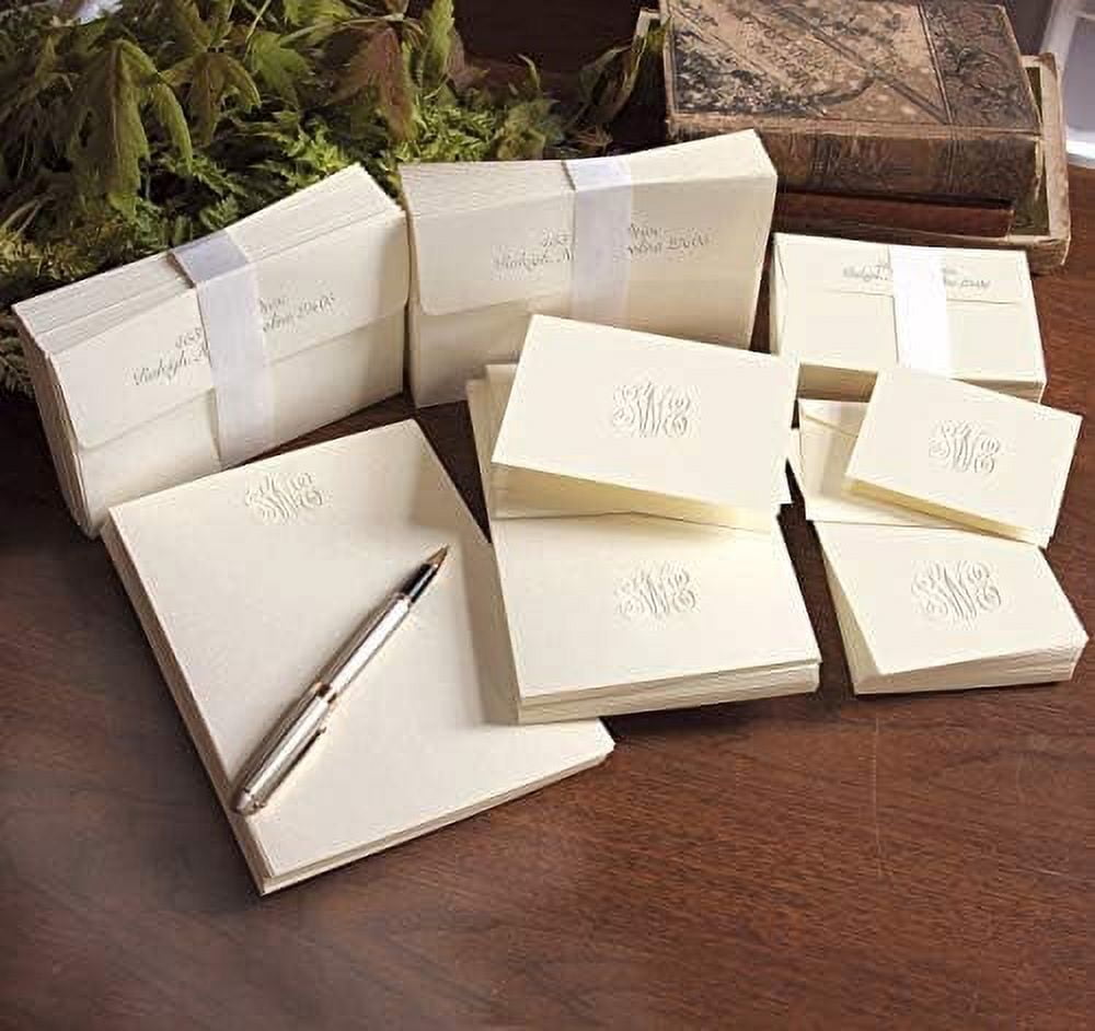 Personalized Embossed Monogram Ensemble Set, Notes, Sheets, Enclosure ...
