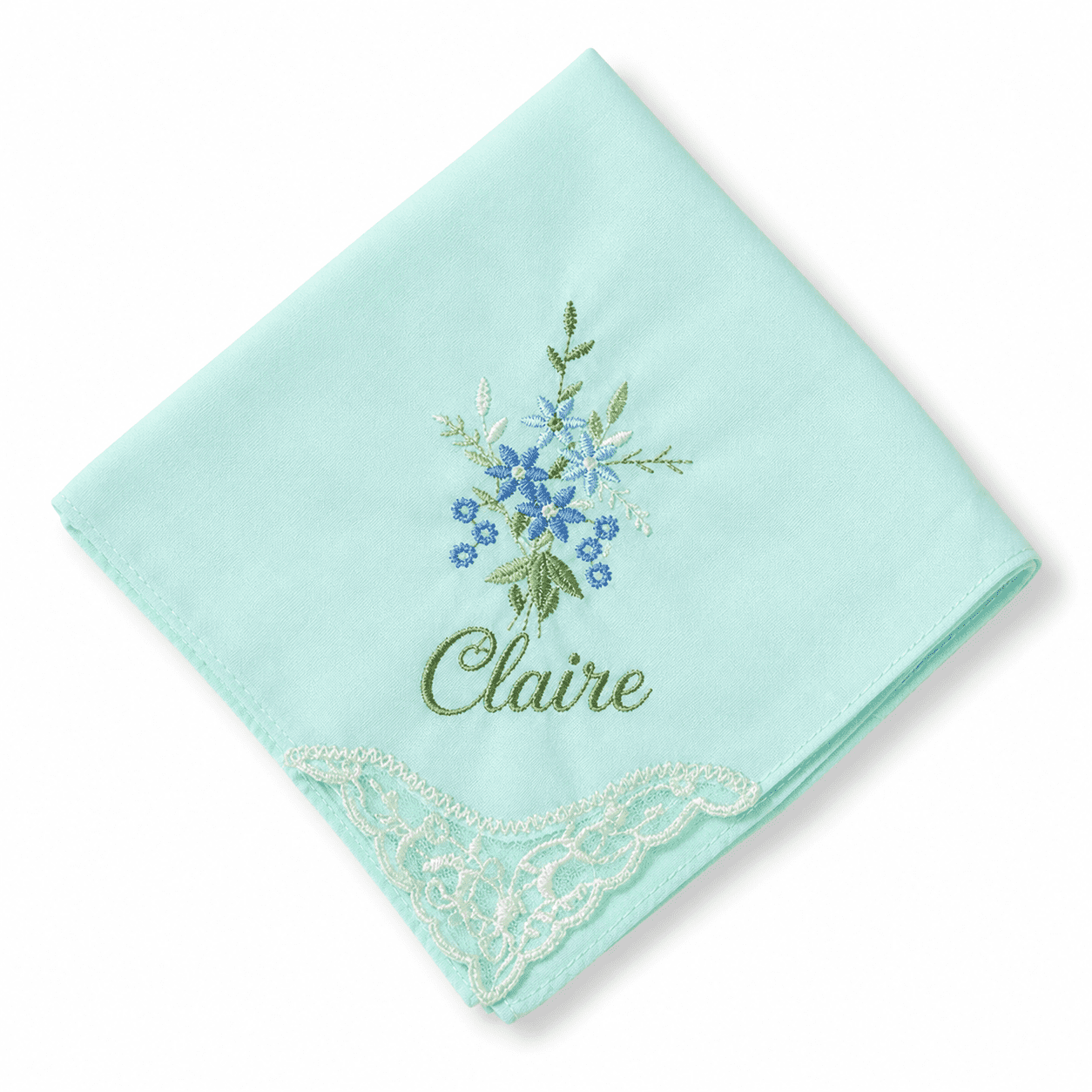 Personalized Embroidered Handkerchief with Custom Name, Floral Lace ...