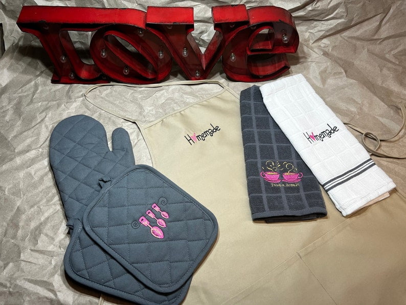 Personalized Embroidered Kitchen Towel Set, Custom Kitchen Towels ...