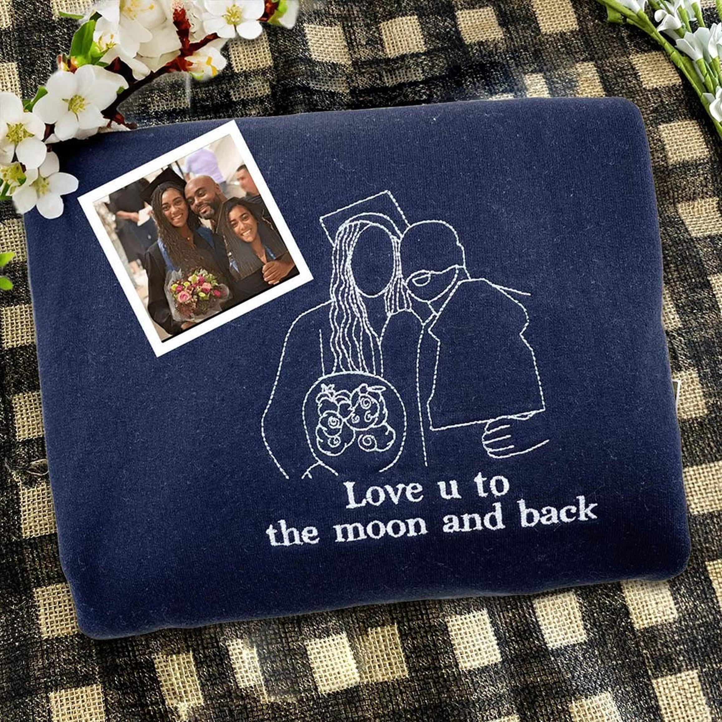 Personalized Embroidered Photo Portrait Outline Sweatshirt Anniversary ...