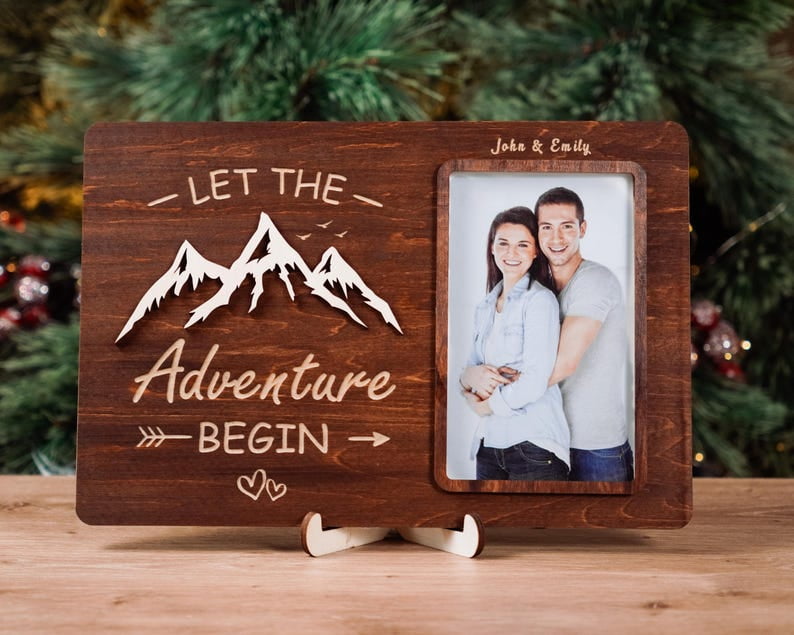 Personalized Engagement Picture Frame, Custom Couple Photo Frame ...