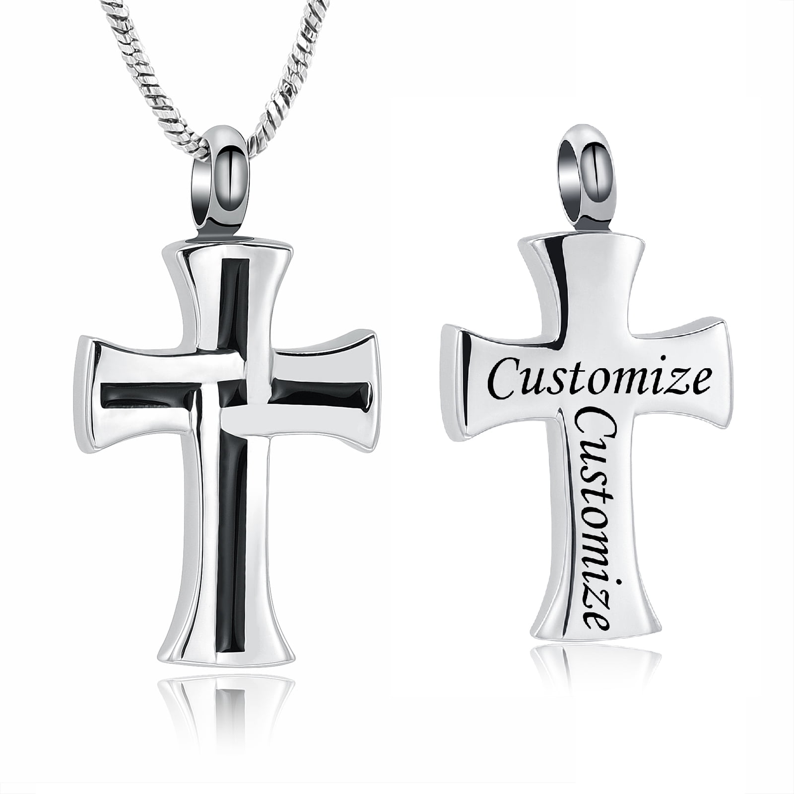 Personalized Engrave Stainless Steel Cross Cremation Jewelry for Ashes ...