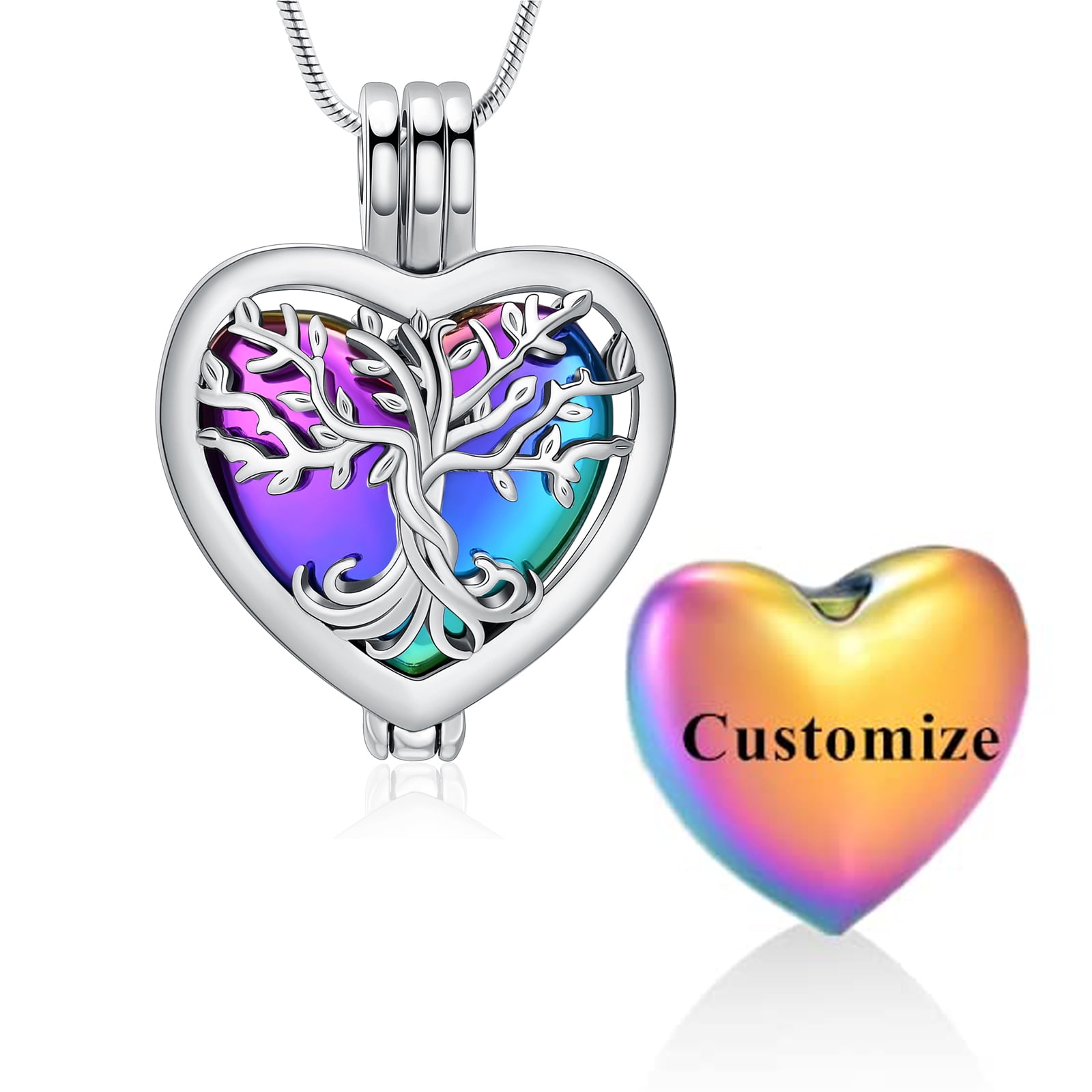 Personalized Engrave Tree of Life Heart Cremation Jewelry for Ashes ...