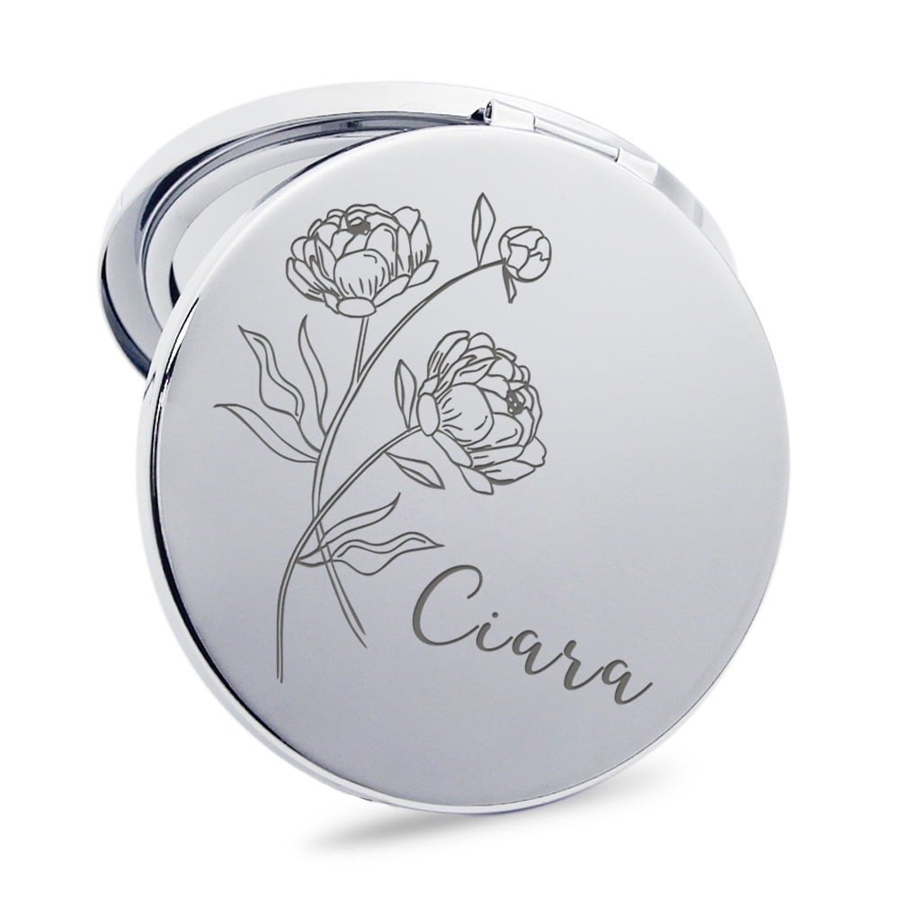 Personalized Engraved Compact Mirror, Round Mini Makeup Mirror ...