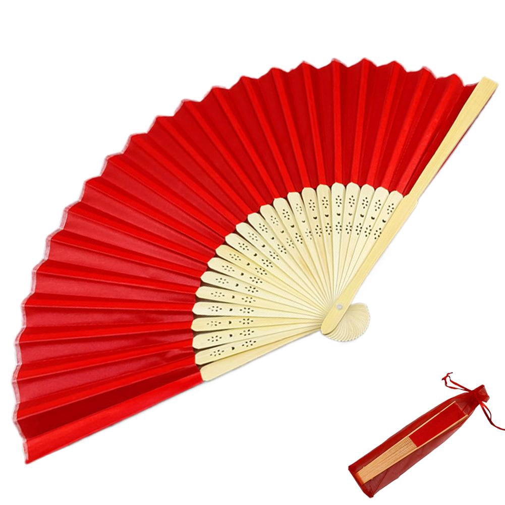 Personalized Engraved White Folding Elegant Silk Hand Fan with Gift bag ...