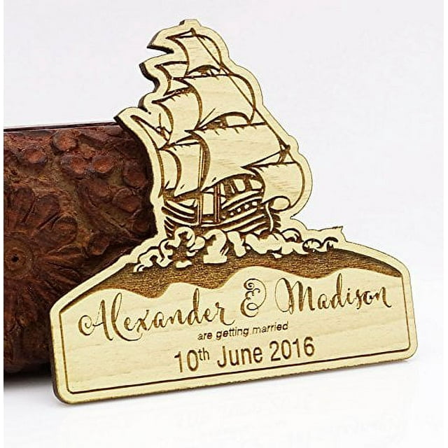 Personalized Engraved Wood Magnets 20 Rustic Save The Date Wooden ...
