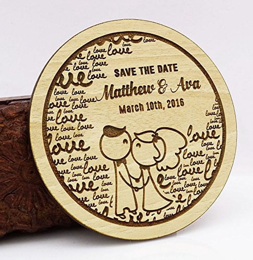 Personalized Engraved Wooden Magnet Custom Gift 50 Rustic Wedding Save ...