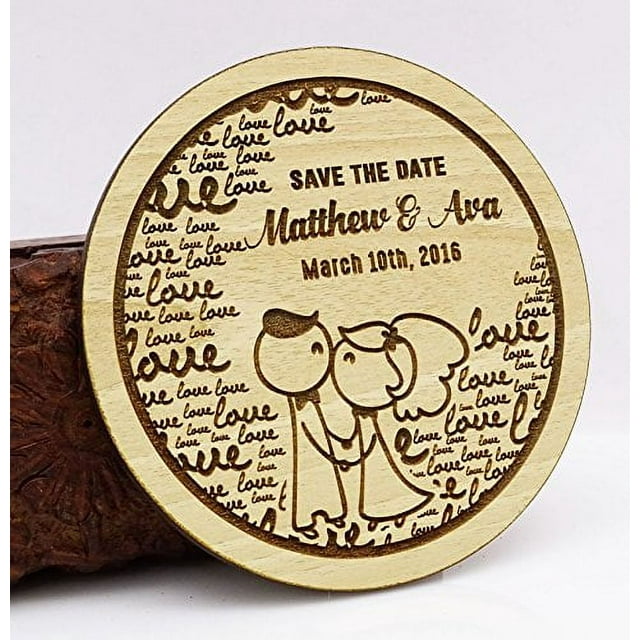 Personalized Engraved Wooden Magnet Custom Gift 50 Rustic Wedding Save ...