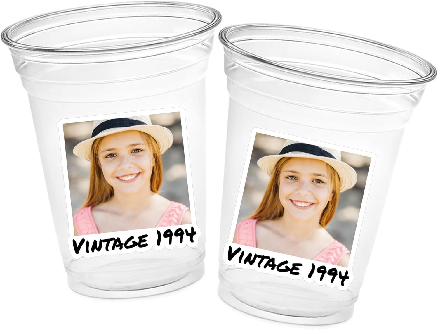 Personalized Face Cups, Set of 12, Vintage Birthday Party Cups, Custom ...