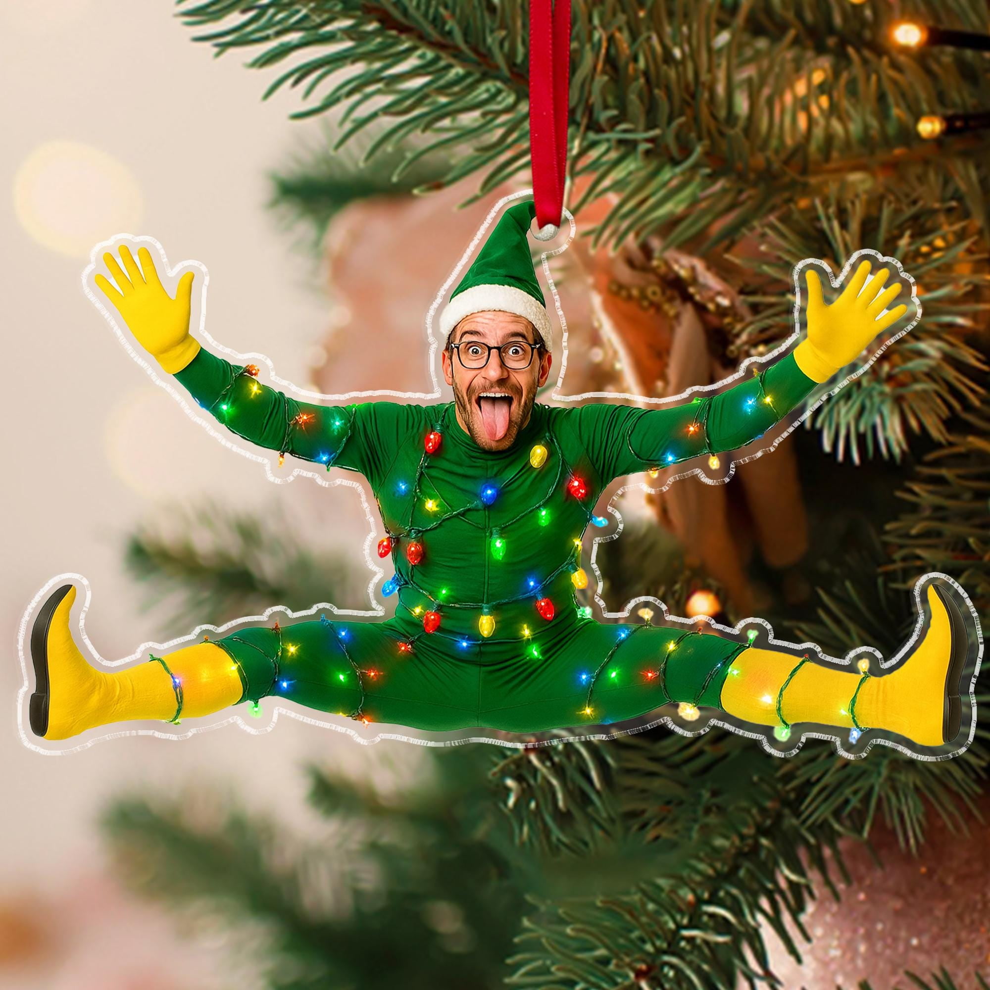 Personalized Face Elf 2D Flat Ornament 2025 + Custom Photo Christmas ...
