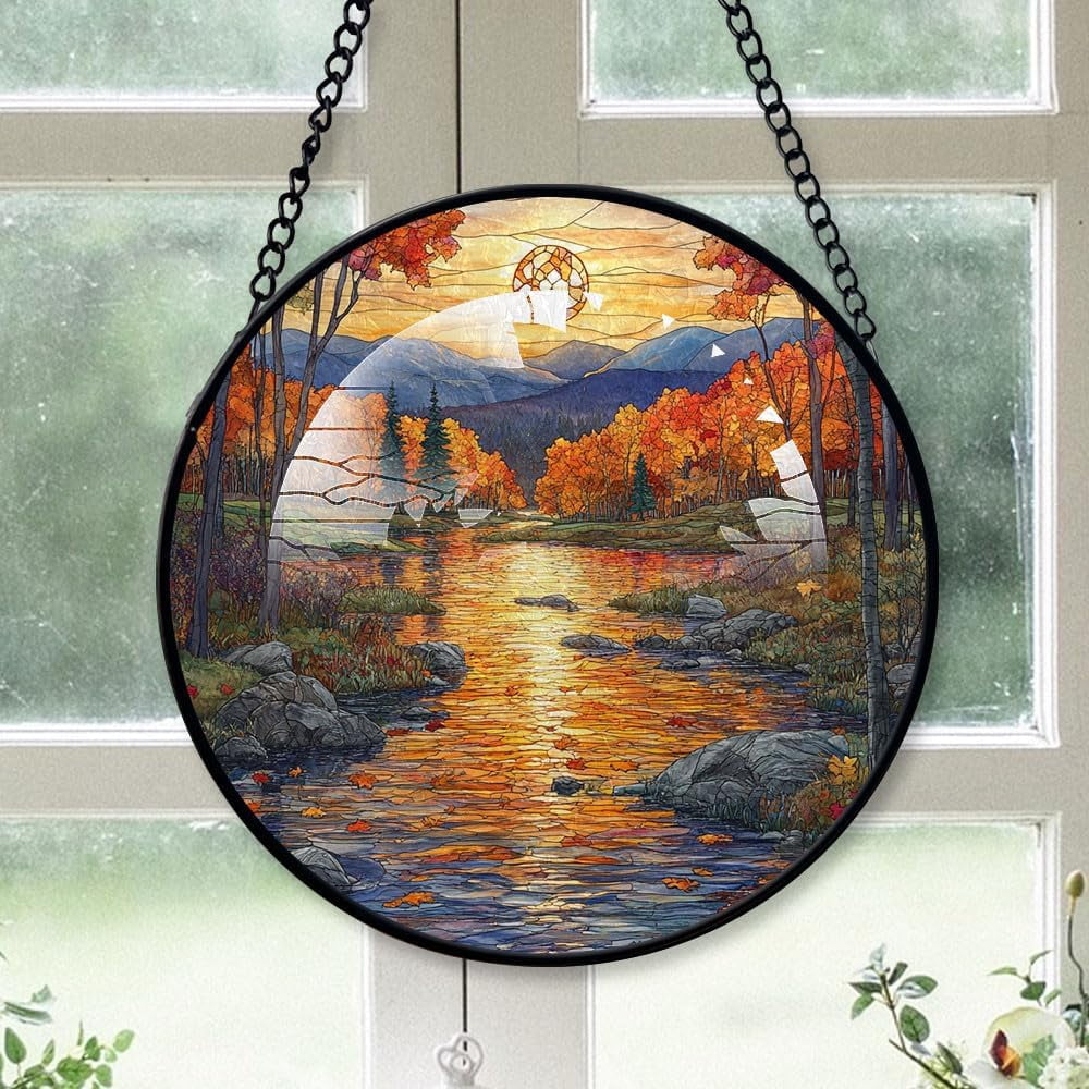 Personalized Fall-Inspired Suncatcher Stained Glass, Fall-Inspired ...
