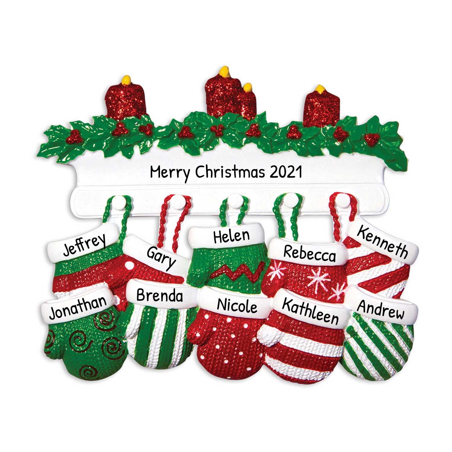Personalized Family Christmas Ornament 2024 - Family of 10 Knit Winter ...