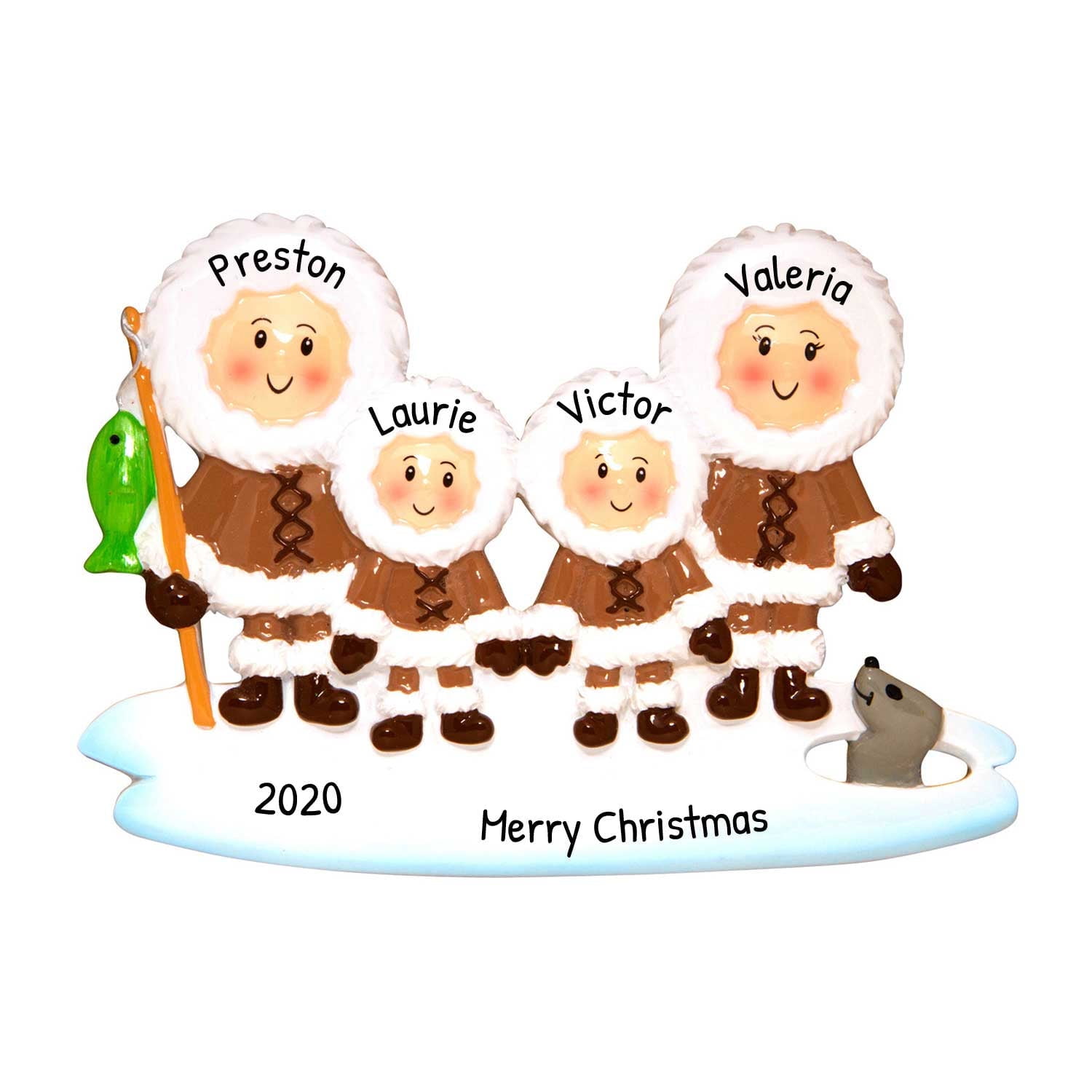 Personalized Family Christmas Ornaments 2024 - Eskimo Family of 4 ...